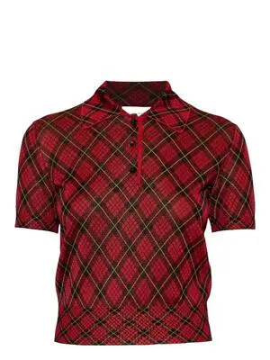 Alexander McQueen Checked Short-sleeve Polo Shirt - Red