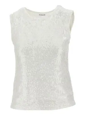 P.a.r.o.s.h Sleeveless Sequin Top - White