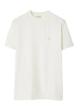 Burberry Logo Embroidered Crewneck T-shirt - Chalk