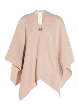 Max Mara Serra Logo Patch Cape - Nude