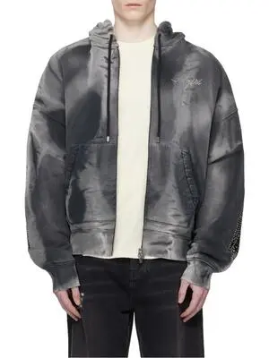 Amiri Bones Studded Oversized Zip Hoodie - Black