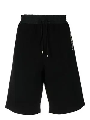 Saint Laurent Logo Embroidered Drawstring Shorts - Black