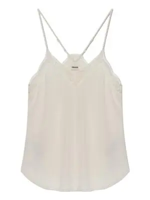 Zadig&Voltaire Spaghetti Strap Camisole With Lace Trim - Cream