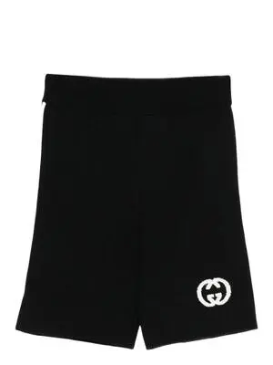 Gucci Ribbed Gg Intarsia Knit Shorts - Black
