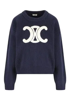 Celine Ribbed Wool Crew Neck Sweater - No