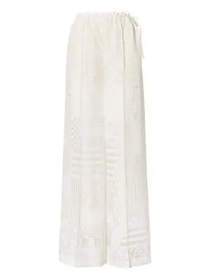 FENDI Fendi Patchwork Motif Wide-Leg Drawstring Pants