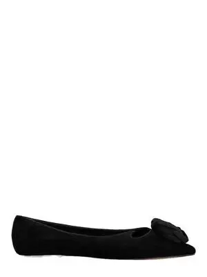ROGER VIVIER Rose Embellished Pointed Toe Ballet Flats - Black