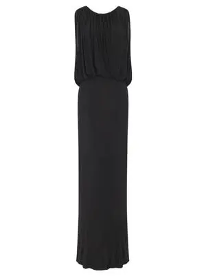 Saint Laurent Sleeveless Pleated Maxi Dress - Black