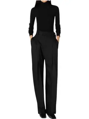 Bottega Veneta Viscose And Silk Twill Straight Trousers - Black