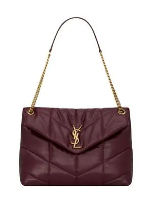 Saint Laurent Saint Laurent Puffer Medium Shoulder Bag With Chain Strap Deep Ruby Red Color