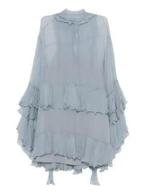 Chloé Long Sleeve Ruffle Dress - Gray