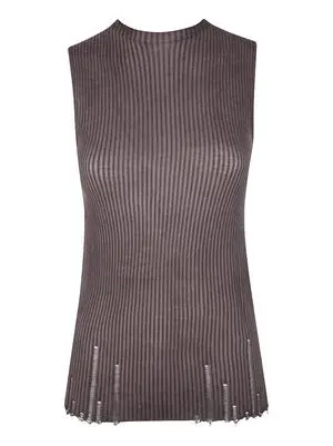UMA WANG Sleeveless Ribbed Top - Brown