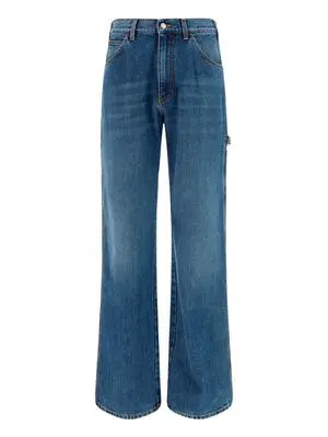 Alexander McQueen Logo Embroidered Straight Leg Jeans - Blue