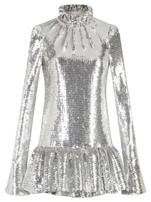 Rabanne Sequin Ruffled Mini Dress - Gray