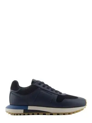 Emporio Armani Logo Embossed Low-top Sneakers - Black