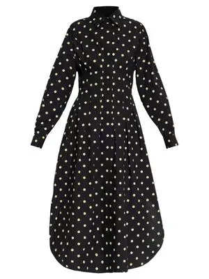 Moschino Polka Dot Print Long Sleeve Dress - Black