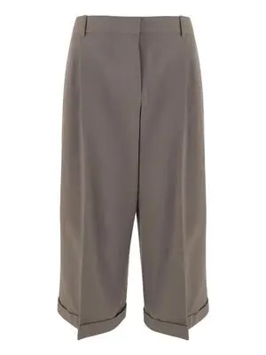 THE ROW Cropped Wool Trousers - Beige