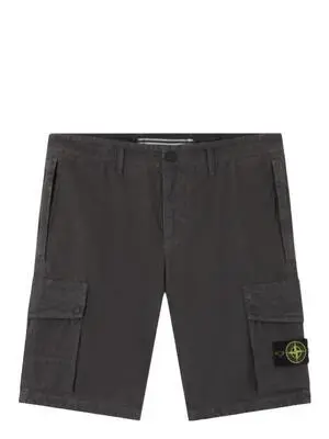 Stone Island Buttoned Cargo Shorts - Charcoal-grey