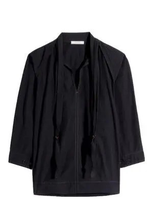 LEMAIRE Tie-neck Oversized Top - Black