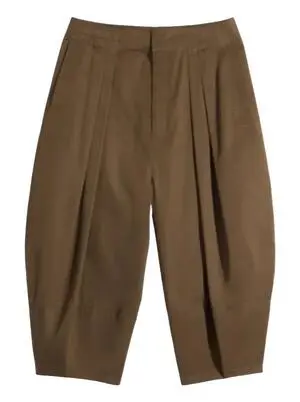 LEMAIRE Pleat Detailed Balloon Bermuda Shorts - Bronze