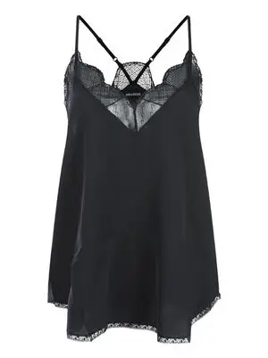 Zadig&Voltaire Christy V-neck Lace Top - Black