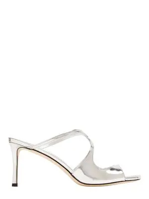 JIMMY CHOO Square Open Toe Stiletto Heeled Sandals - Silver