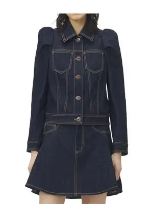 Alexander McQueen Pinched Shoulder Denim Jacket - Dark Blue