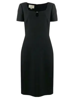 Gucci Sweetheart Neckline Short Sleeve Dress - Black