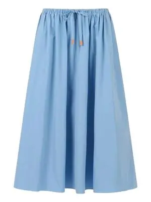 Marni Poplin Drawstring Midi Skirt - Blue