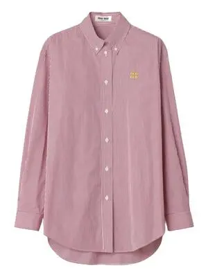 Miu Miu Miu Miu Striped Logo Embroidered Shirt Pink