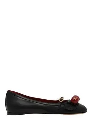 Valentino Garavani Cherry Detail Ballet Flats - Black