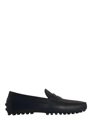 TOD'S Logo Embossed Penny Loafers - Black
