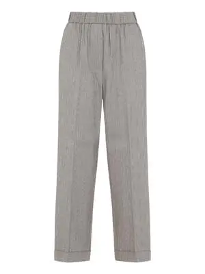 Peserico Elasticated Waist Striped Trousers - Gray