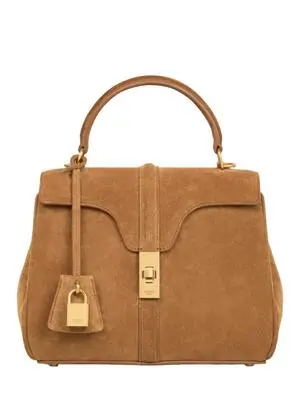 Celine Small 16 Bag In Suede Calfskin - Tobacco