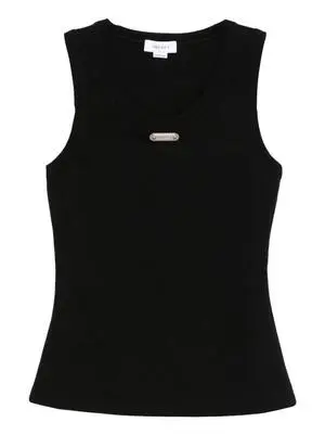 Alexander McQueen Logo Plaque Ribbed Tank Top - Black