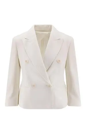 Max Mara Double-breasted Tailored Jacket - Bianco Avorio