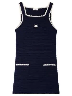 Celine Mini Dress In Crocheted Cotton - Navy Blue/hazel