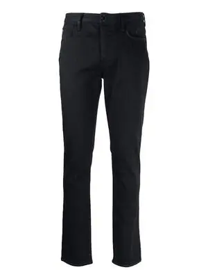 Emporio Armani Slim-fit Jeans With Eagle Logo Plaque - Black