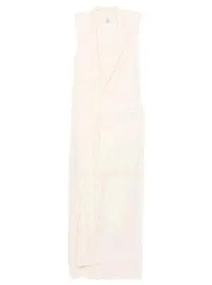 TOTEME V-neck Sleeveless Maxi Dress With Shawl Detail - White