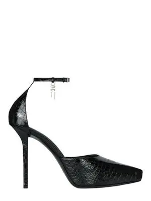 GIVENCHY Givenchy Black Croc-Embossed Pumps With G-Lock Padlock Ankle Strap