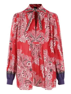 Etro Floral-printed Long-sleeve Blouse - Red