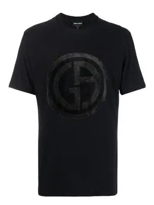 Giorgio Armani Flocked T-shirt - Black