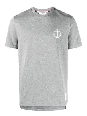 Thom Browne Anchor Embroidered Crewneck T-shirt - Grey