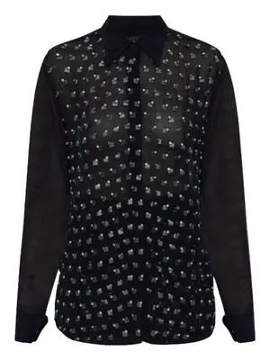 Dries Van Noten Embellished Long Sleeve Shirt - Black