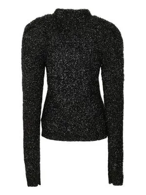 Alberta Ferretti Long Sleeve Metallic Sweater - Black