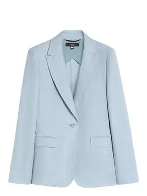 Max Mara Single-breasted Linen Blazer - Light Blue