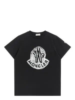 Moncler Logo Printed Crewneck T-shirt - Black