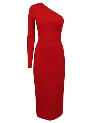 Victoria Beckham One-shoulder Ribbed Dress - Red