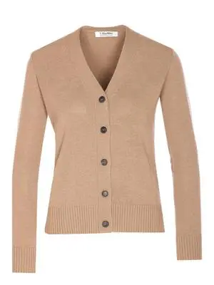 MAX MARA S Max Mara V-Neck Button-Up Cardigan With Ribbed Cuffs And Hem