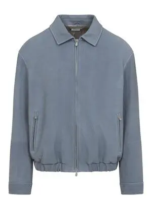 Brunello Cucinelli Leather Bomber Jacket - Gray